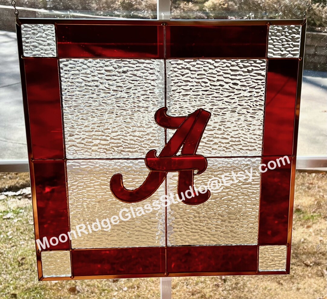 Alabama Stained Glass Window Hanging Panel Bama Football Home Decor Dad ...