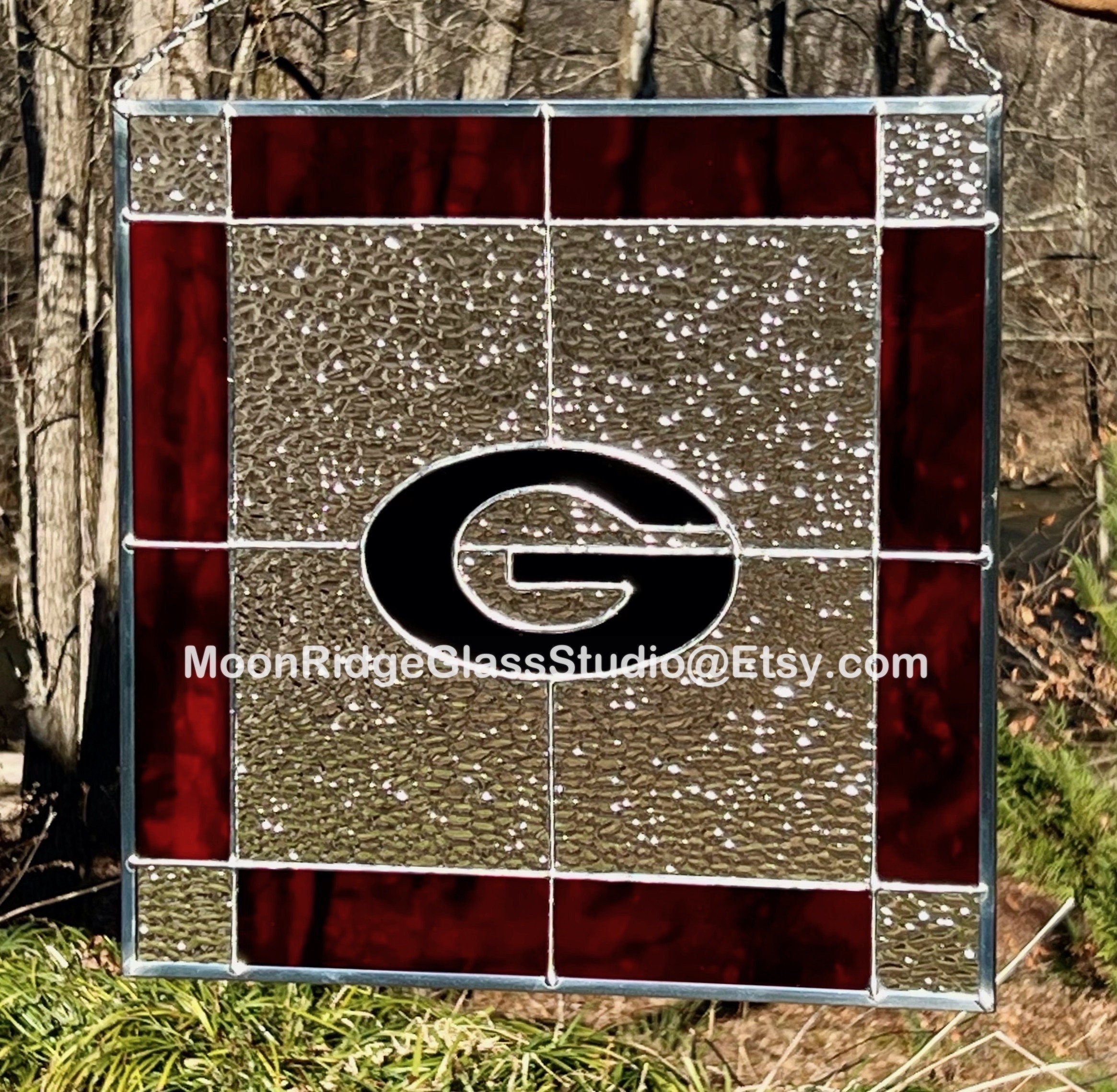 Georgia Bulldogs Stained Glass Window Hanging Panel UGA Go Dawgs ...