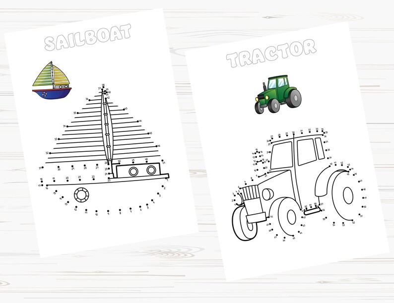 30 Vehicles Dot to Dot | Coloring Pages Kids and Toddlers | Connect the ...