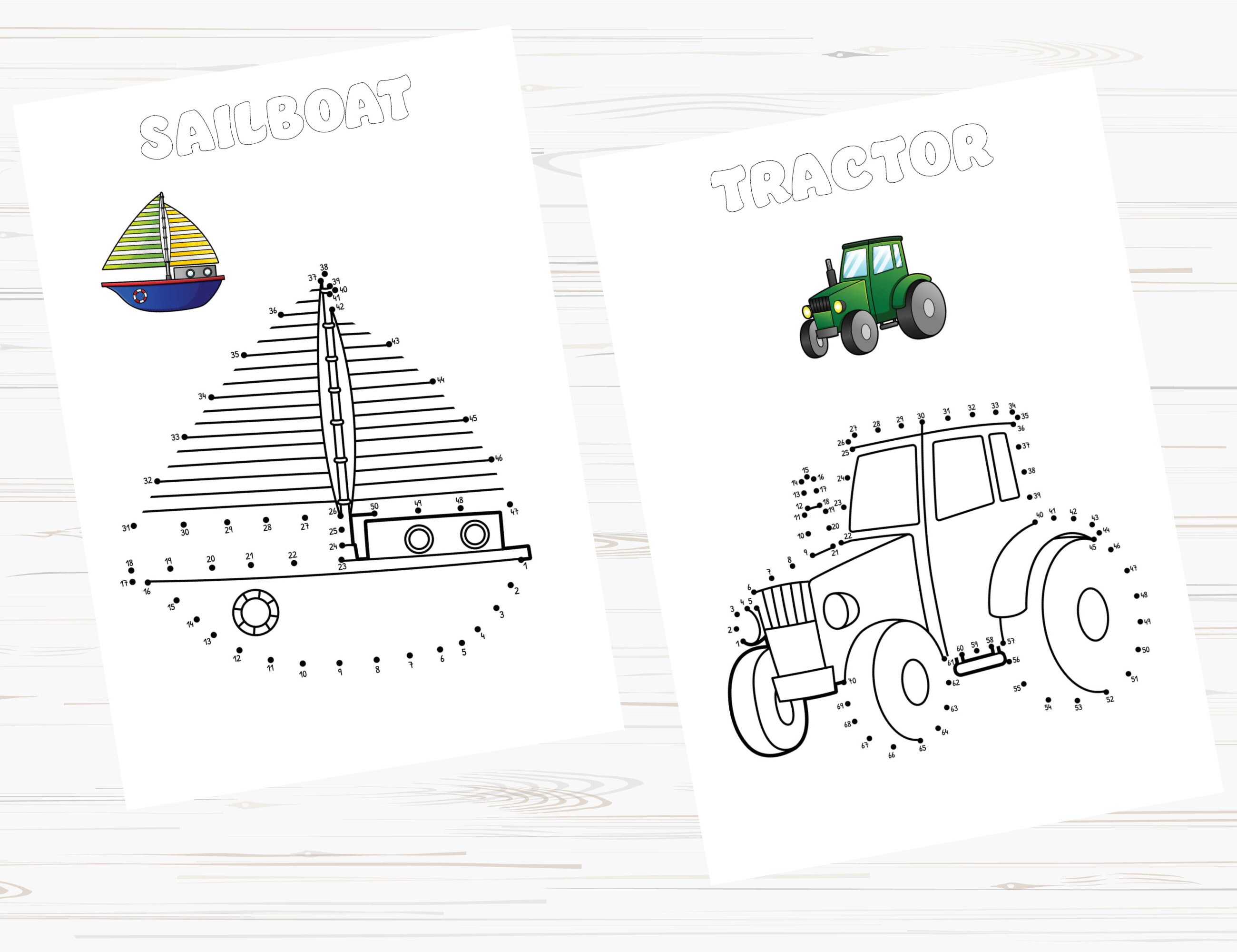 30 Vehicles Dot to Dot | Coloring Pages Kids and Toddlers | Connect the ...