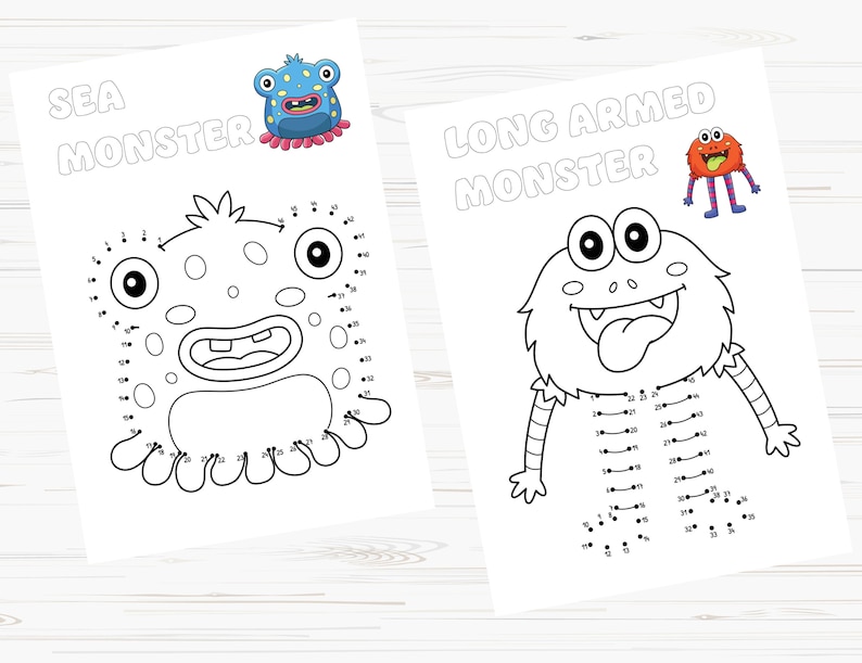 27 Monsters Dot to Dot | Coloring Pages Kids and Toddlers | Connect the ...