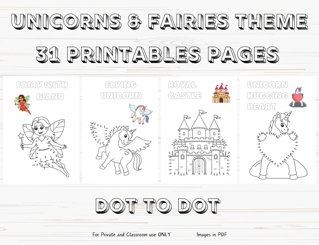 31 Unicorns & Fairies Dot to Dot | Coloring Pages Kids | Connect the ...