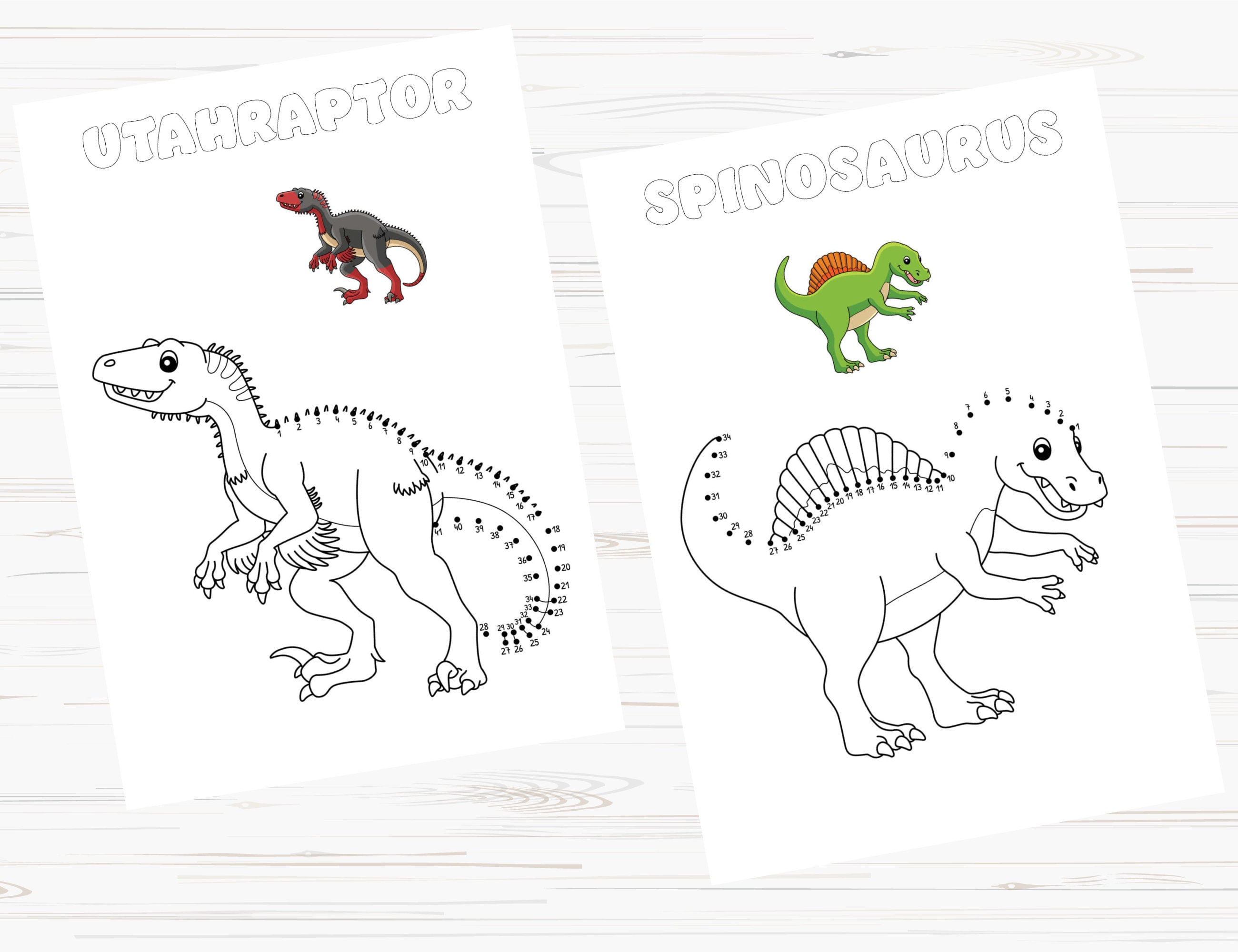 30 Dinosaur Dot to Dot Coloring Pages Kids and Toddlers Connect the ...