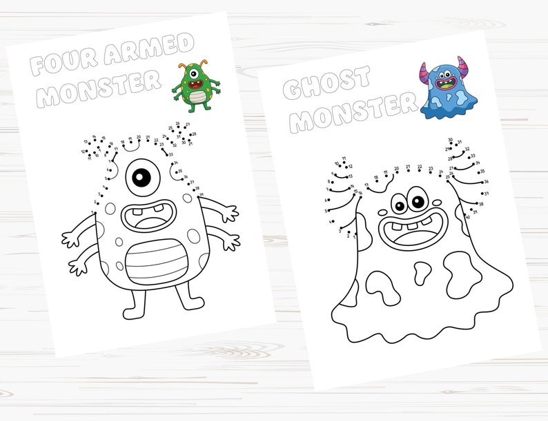27 Monsters Dot to Dot | Coloring Pages Kids and Toddlers | Connect the ...