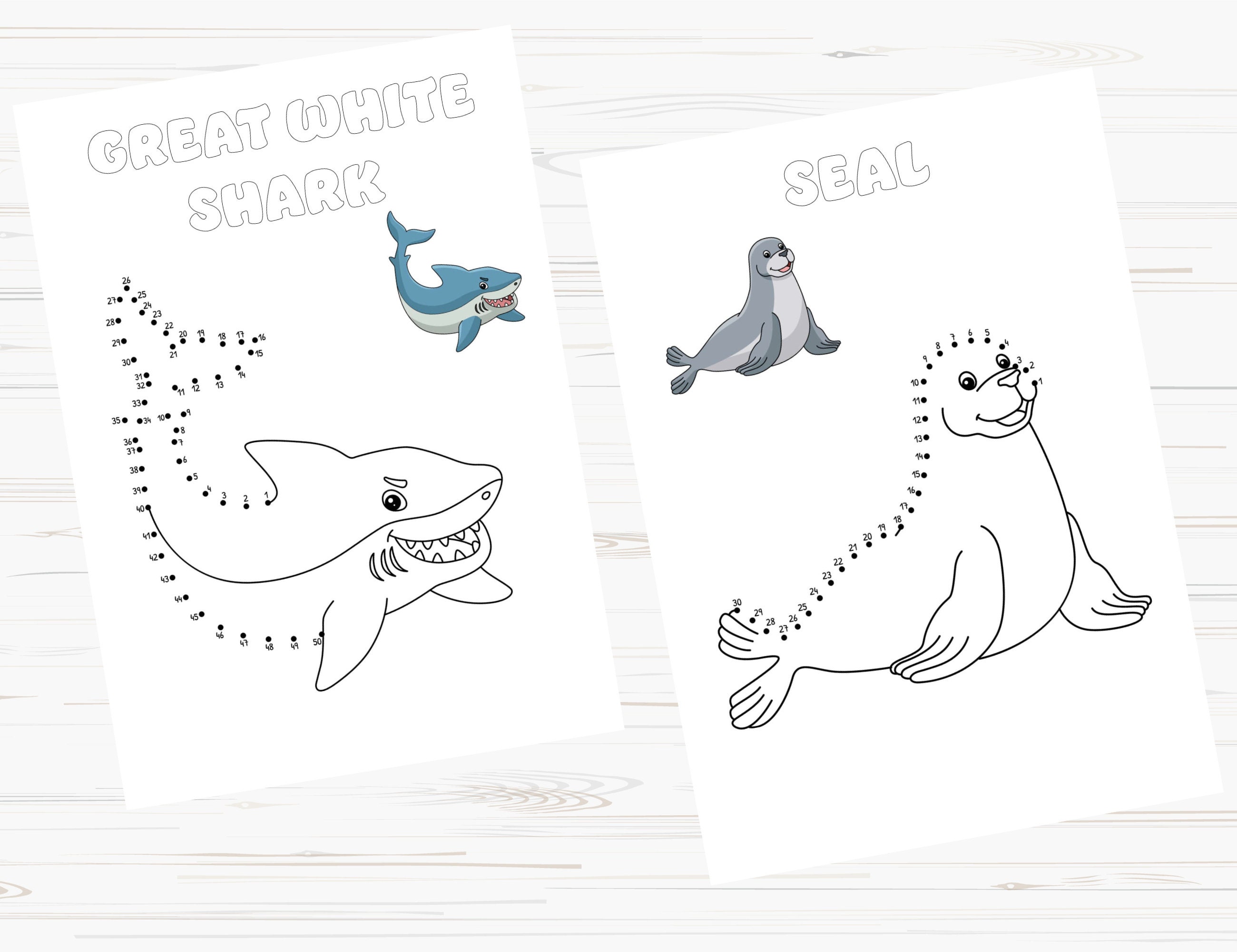 30 Sea Animal Dot to Dot | Coloring Pages Kids and Toddlers | Connect ...