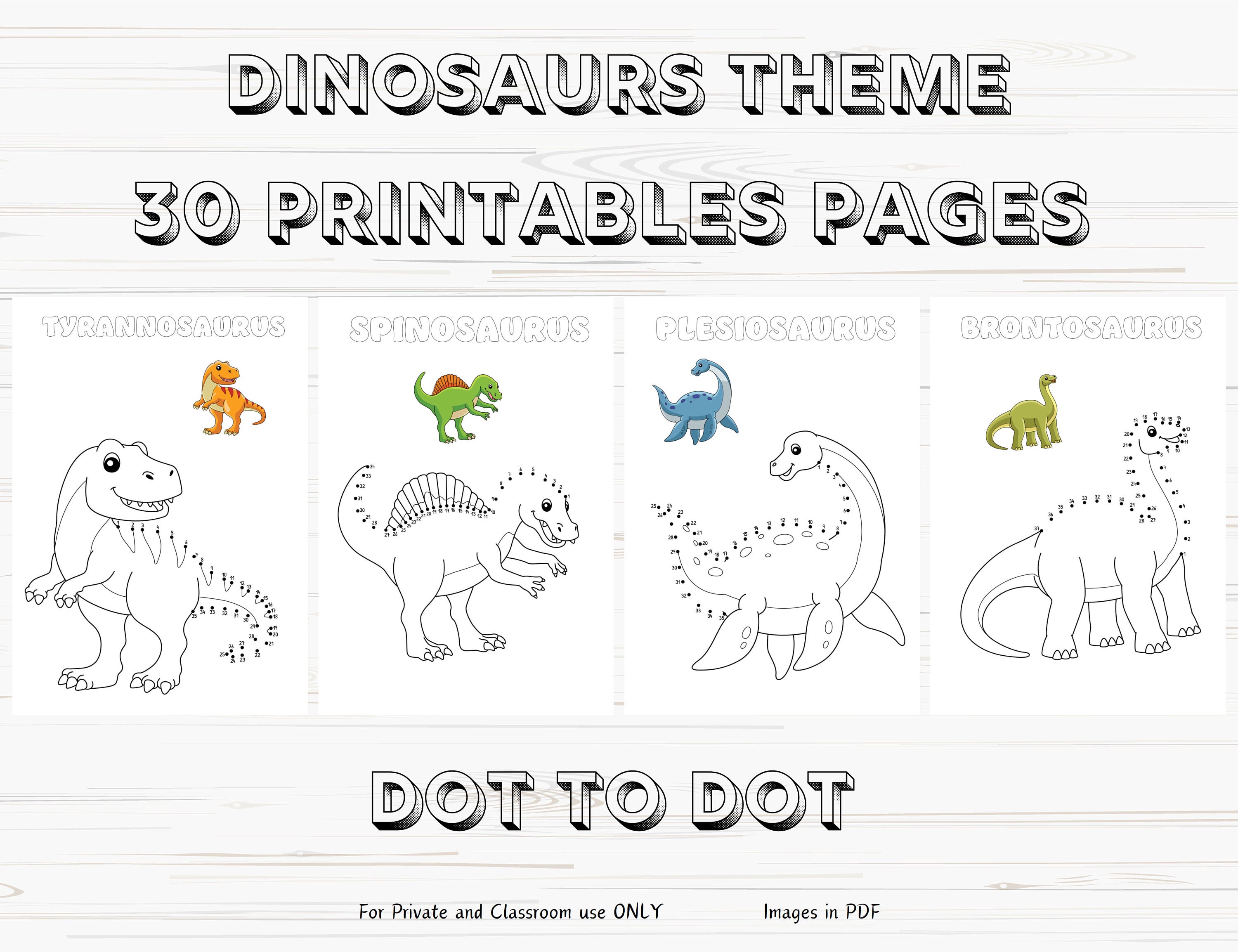 30 Dinosaur Dot to Dot | Coloring Pages Kids and Toddlers | Connect the ...