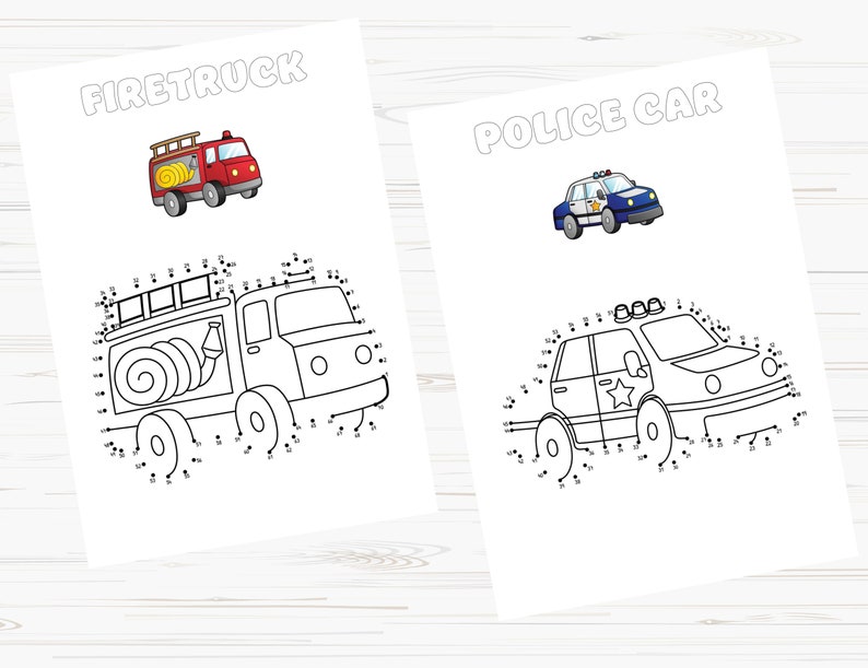 30 Vehicles Dot to Dot Coloring Pages Kids and Toddlers Connect the ...