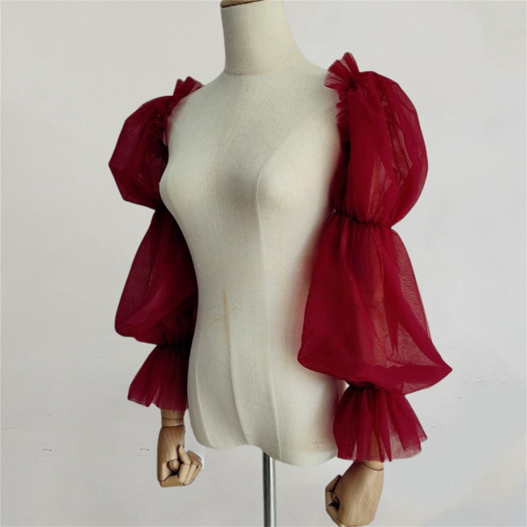 Claret/red Tulle Sleeves, Detachable Sleeves for Slip Dress/strapless ...