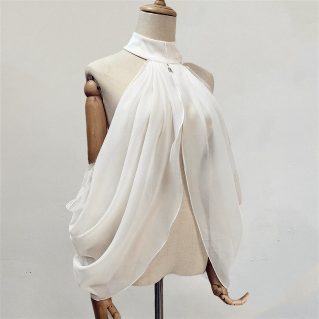 Bridal Chiffon Shawl, Halter-neckline Shawl, Vintage Bridal Look ...