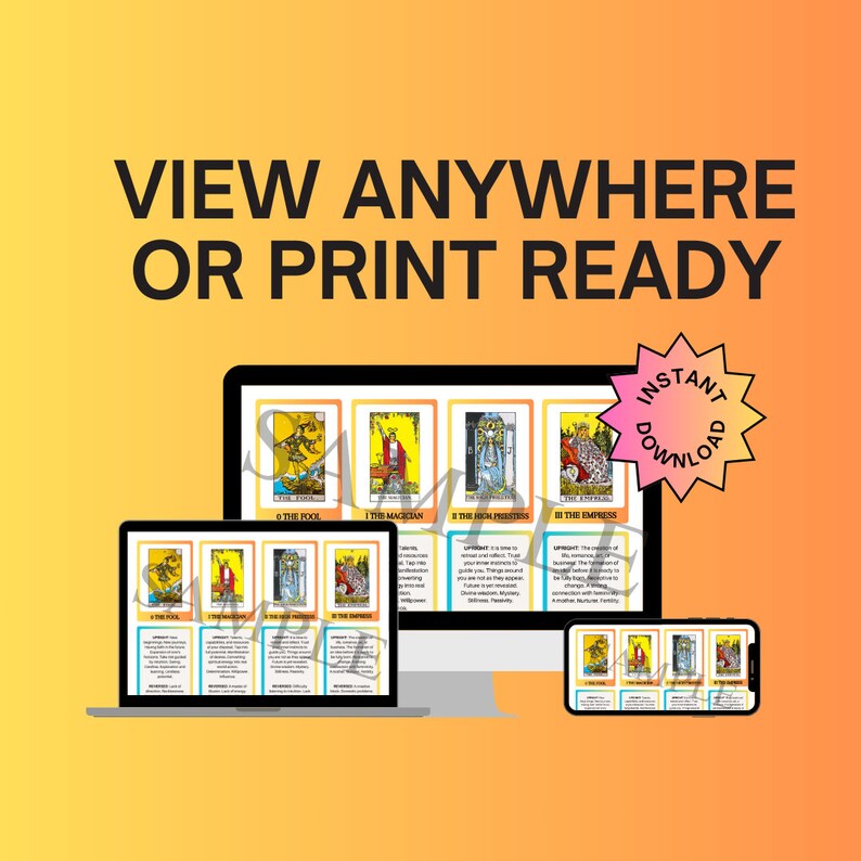 Tarot: Quick Reference Tarot Card Meanings Cheat Sheet - Etsy