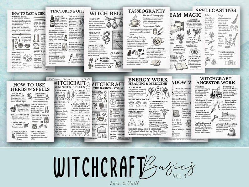 Witchcraft Printable Grimoire Pages, Basic Witchcraft, Grimoire Kit ...