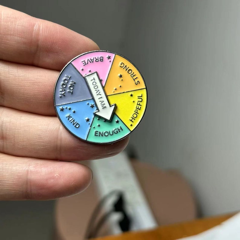 Colorful Daily Affirmation Spinner Pin Enamel 'today I Am' Positivity ...