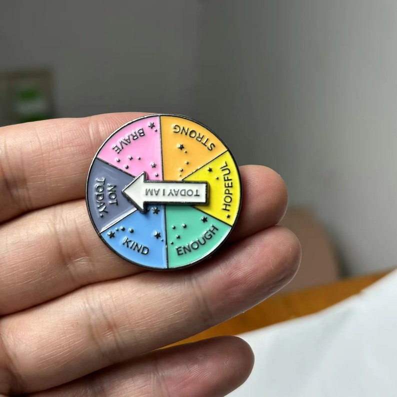 Colorful Daily Affirmation Spinner Pin Enamel 'today I Am' Positivity ...