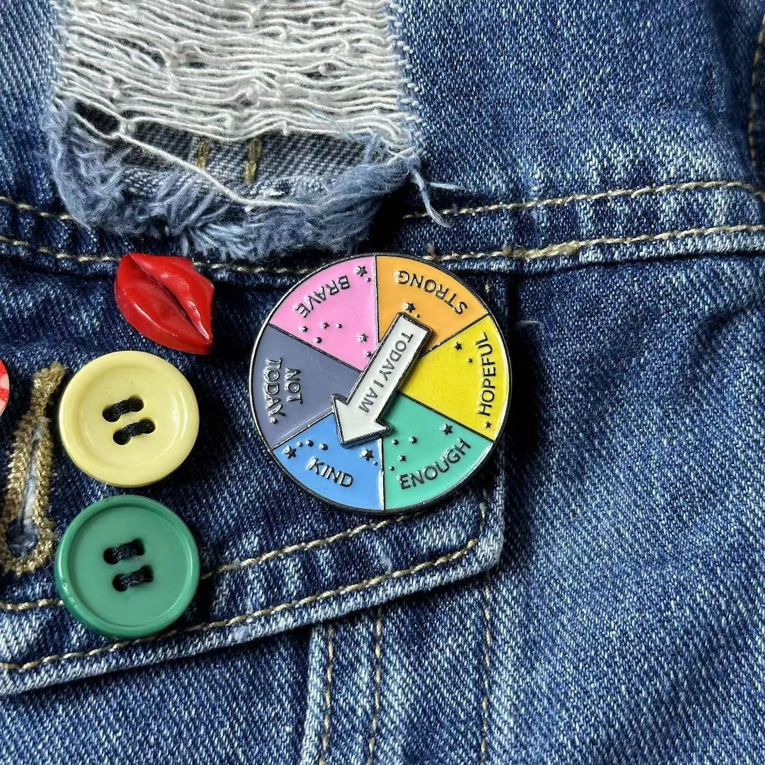 Colorful Daily Affirmation Spinner Pin Enamel 'today I Am' Positivity ...