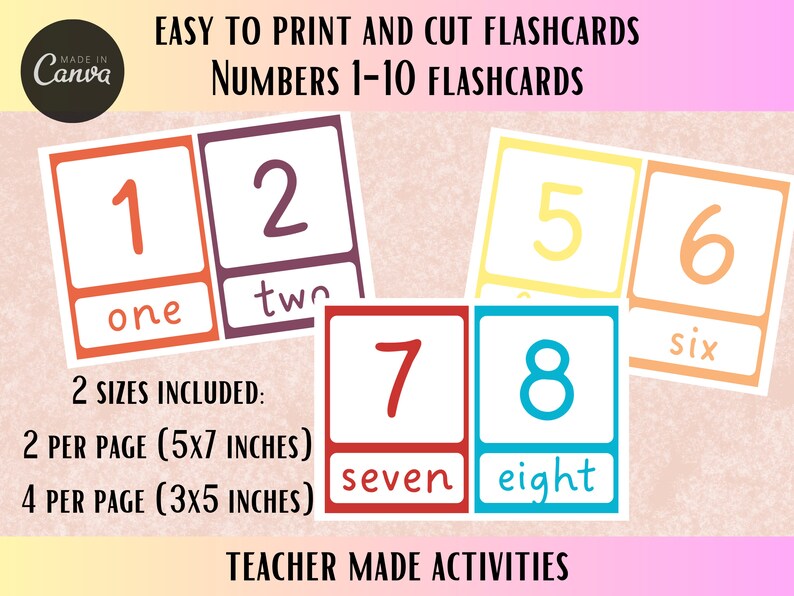 Numbers Flash Cards, Preschool Counting Flash Cards, Count and Clip ...