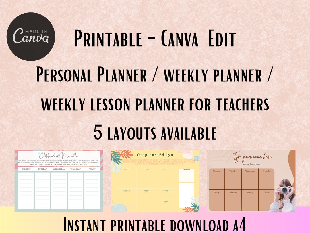 Printable Weekly Planner NO DATE Teacher's Weekly Planner Home School ...