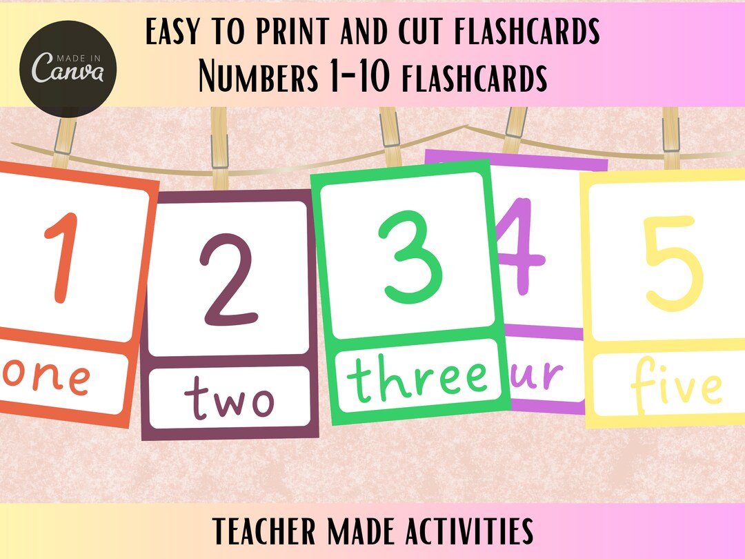 Numbers Flash Cards, Preschool Counting Flash Cards, Count and Clip ...