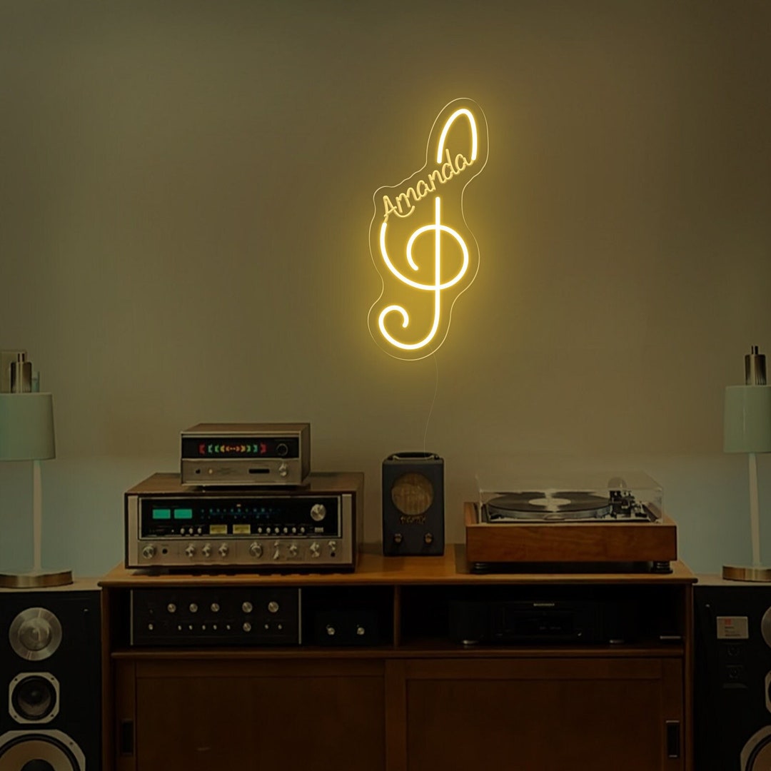 Musical Note Name Custom Neon Sign, Music Wall Sign, Studio Wall ...