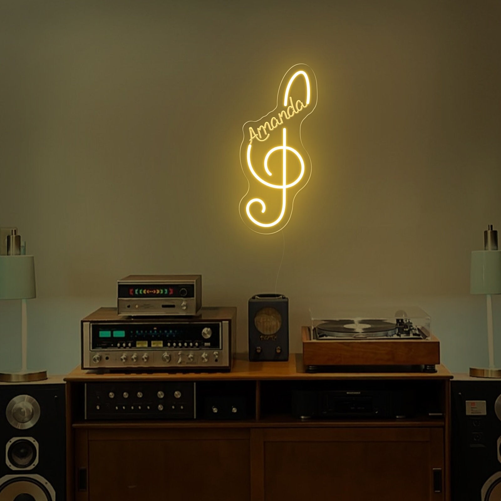 Musical Note Name Custom Neon Sign, Music Wall Sign, Studio Wall ...