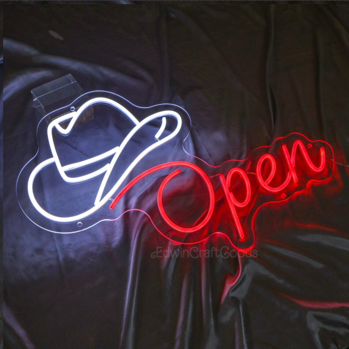 OPEN Welcome LED Neon Sign Cowboy Bar Open Sign Open Sign for Business ...