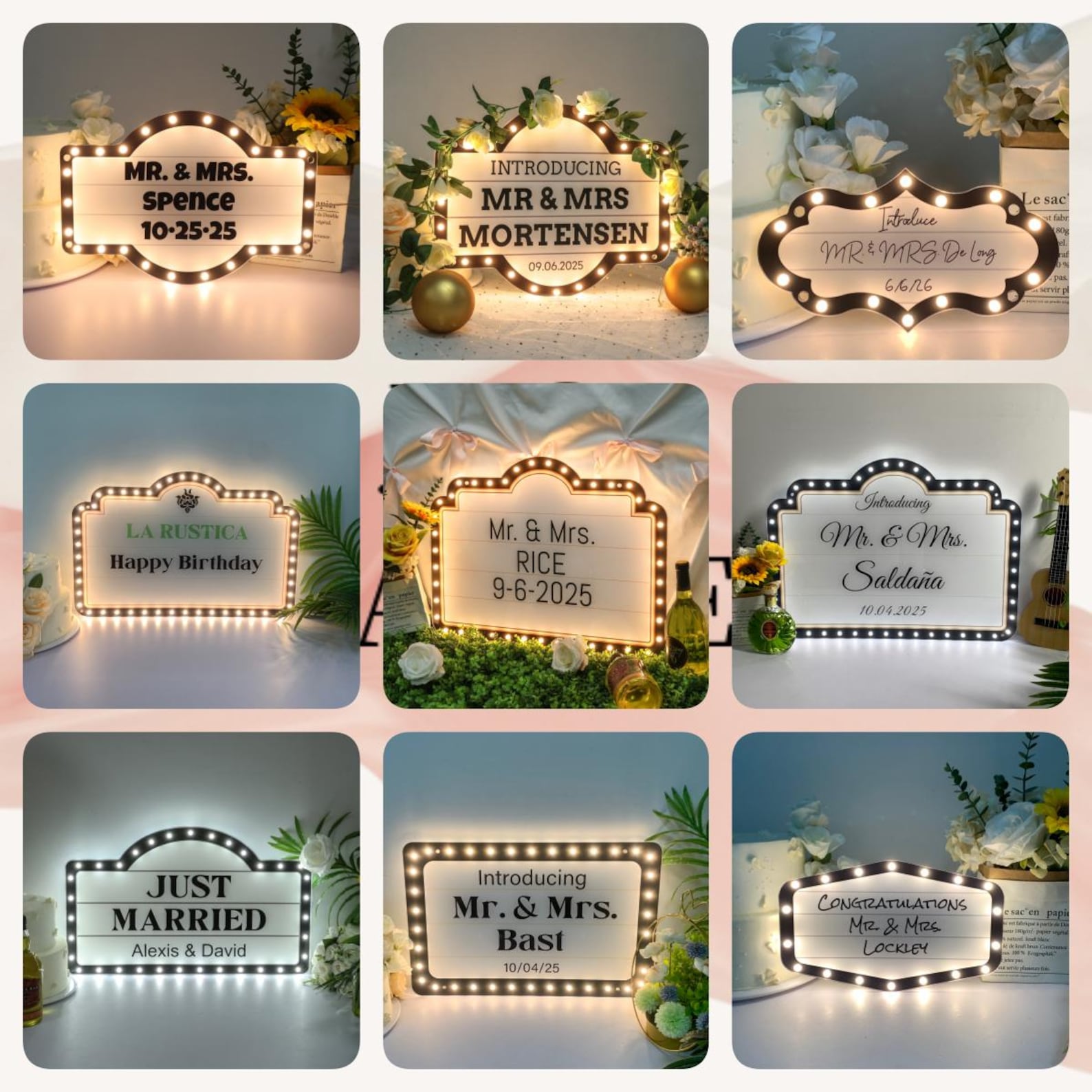 Custom LED Marquee Wedding Sign: Personalized Party Decor - Etsy