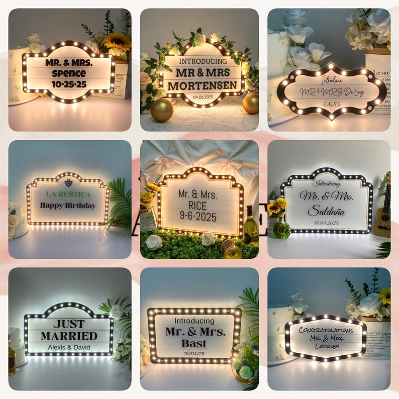 Custom LED Marquee Wedding Sign: Personalized Party Decor - Etsy