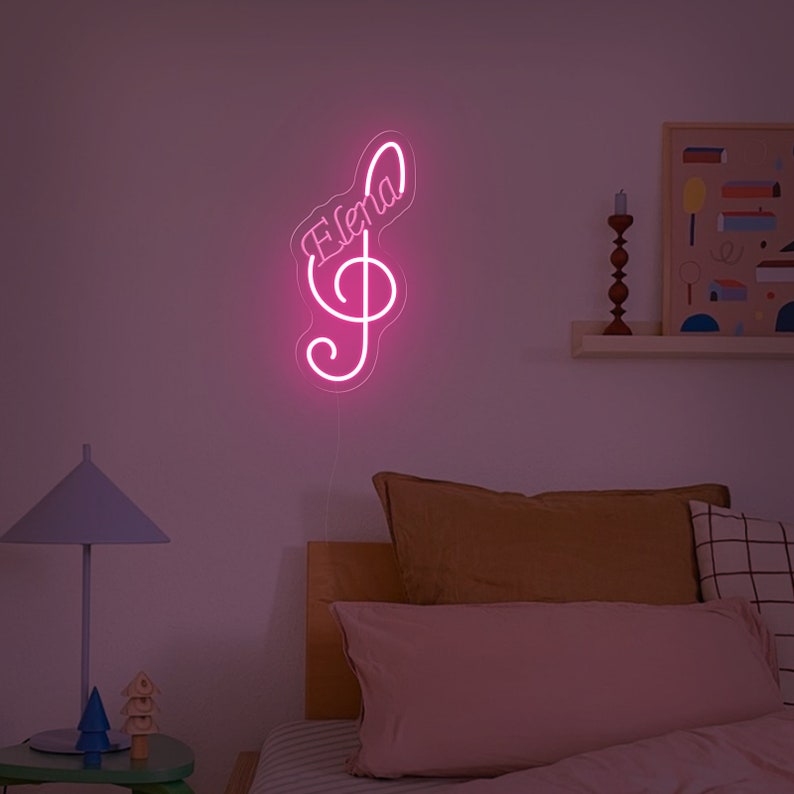 Musical Note Name Custom Neon Sign, Music Wall Sign, Studio Wall ...