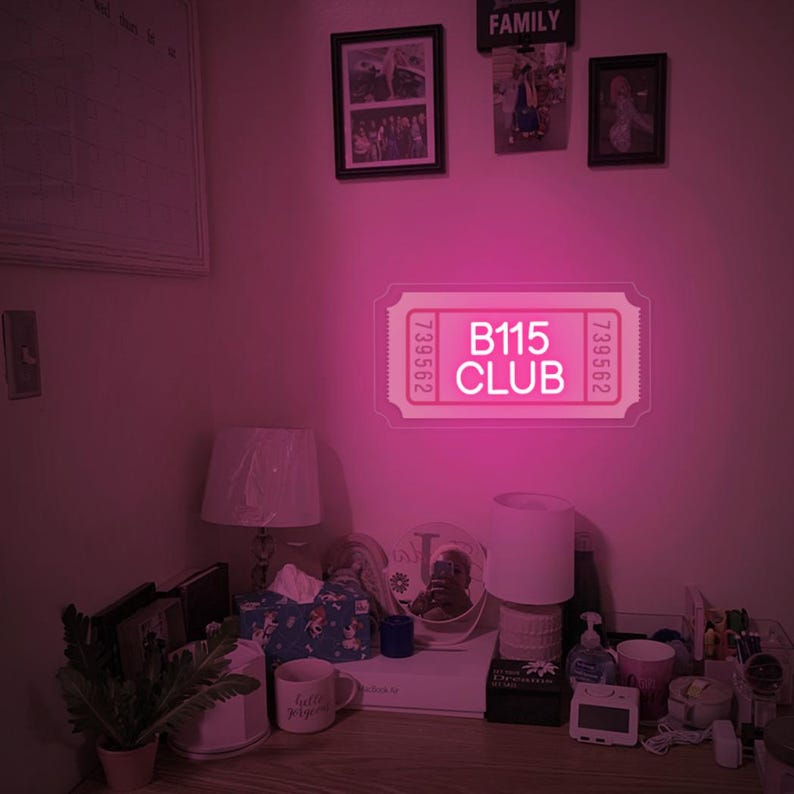 Custom Dorm Room Number Neon Sign: Trendy Ticket Wall Art - Etsy