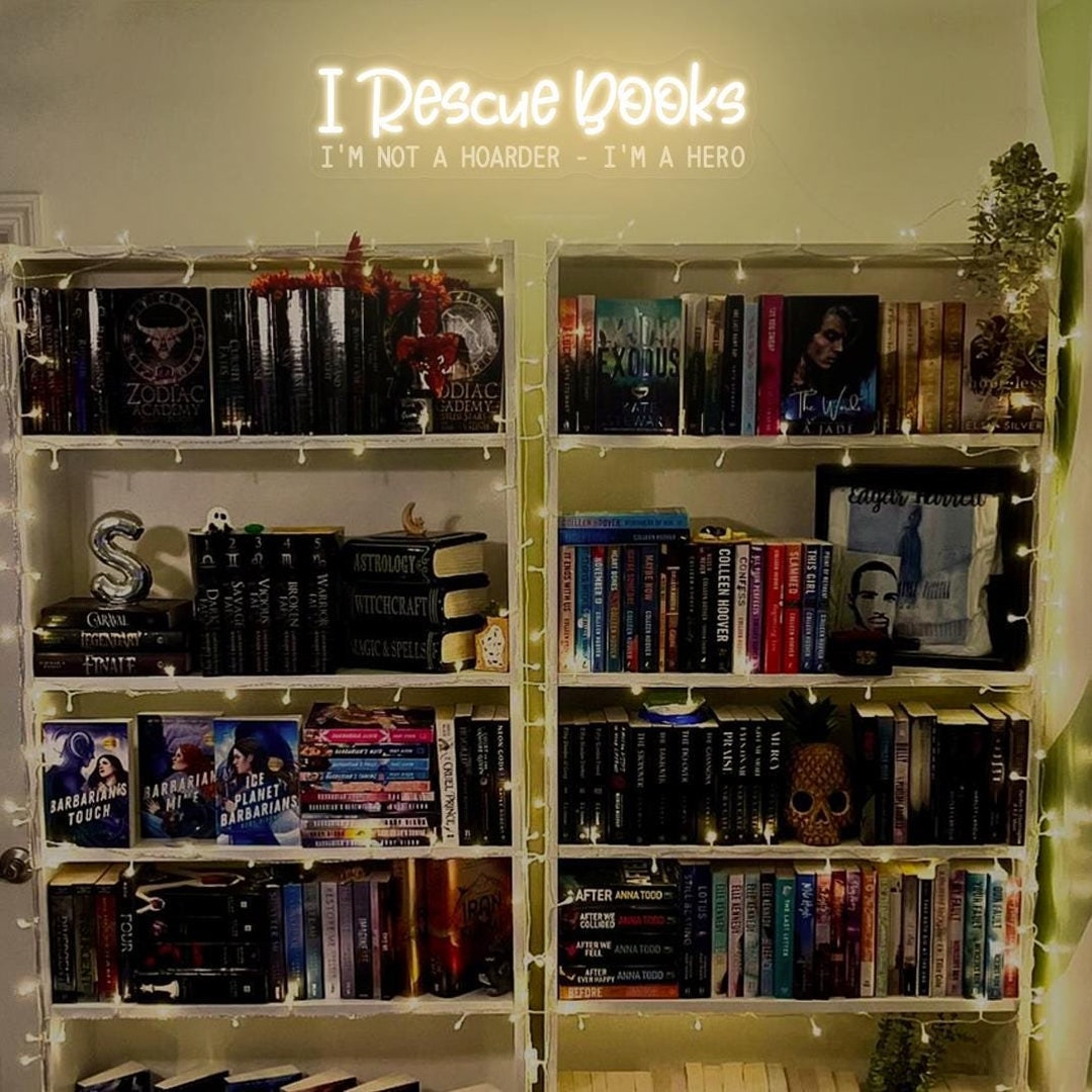 I Rescue Books Neon Sign: Library Bookshelf Decor - Etsy