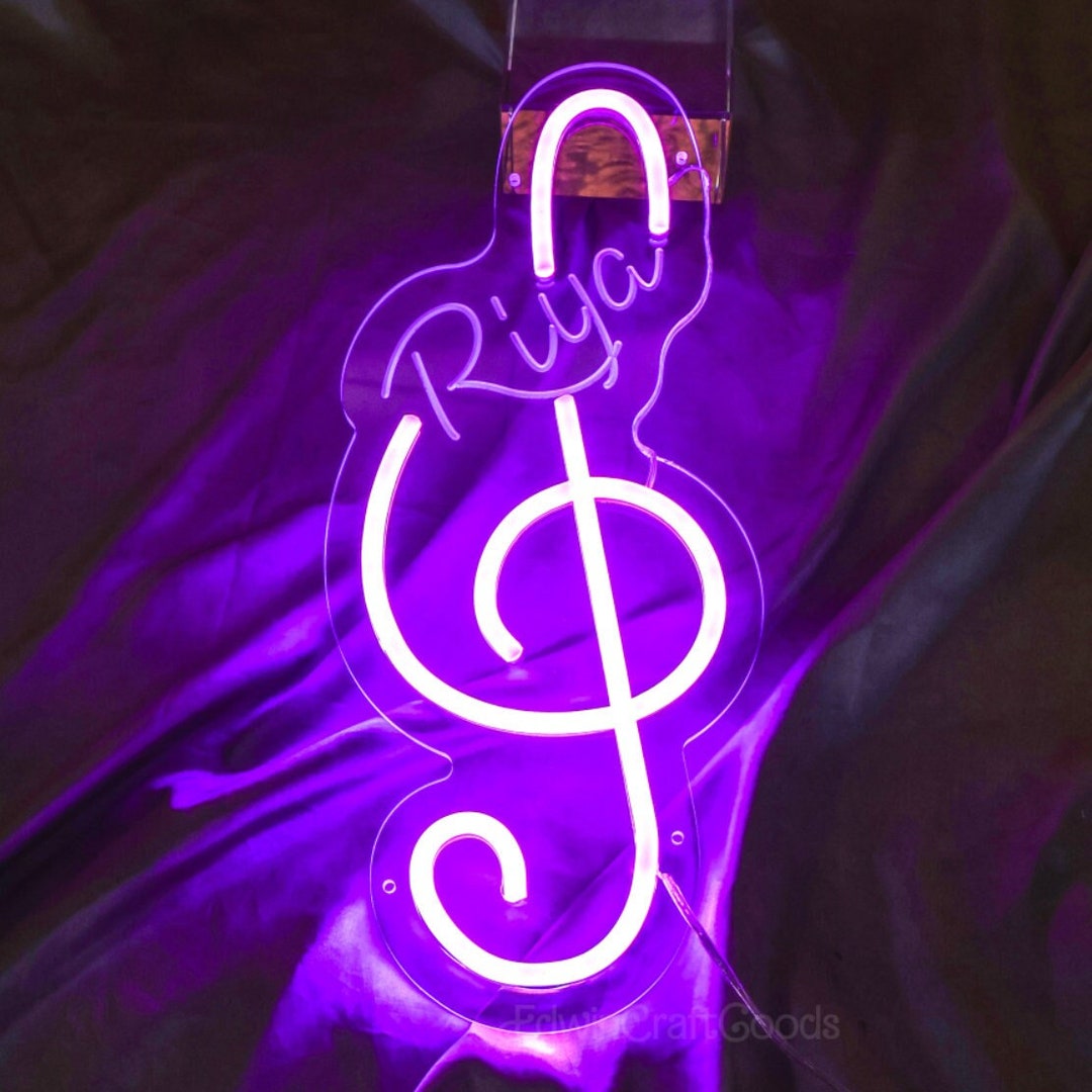 Musical Note Name Custom Neon Sign, Music Wall Sign, Studio Wall ...