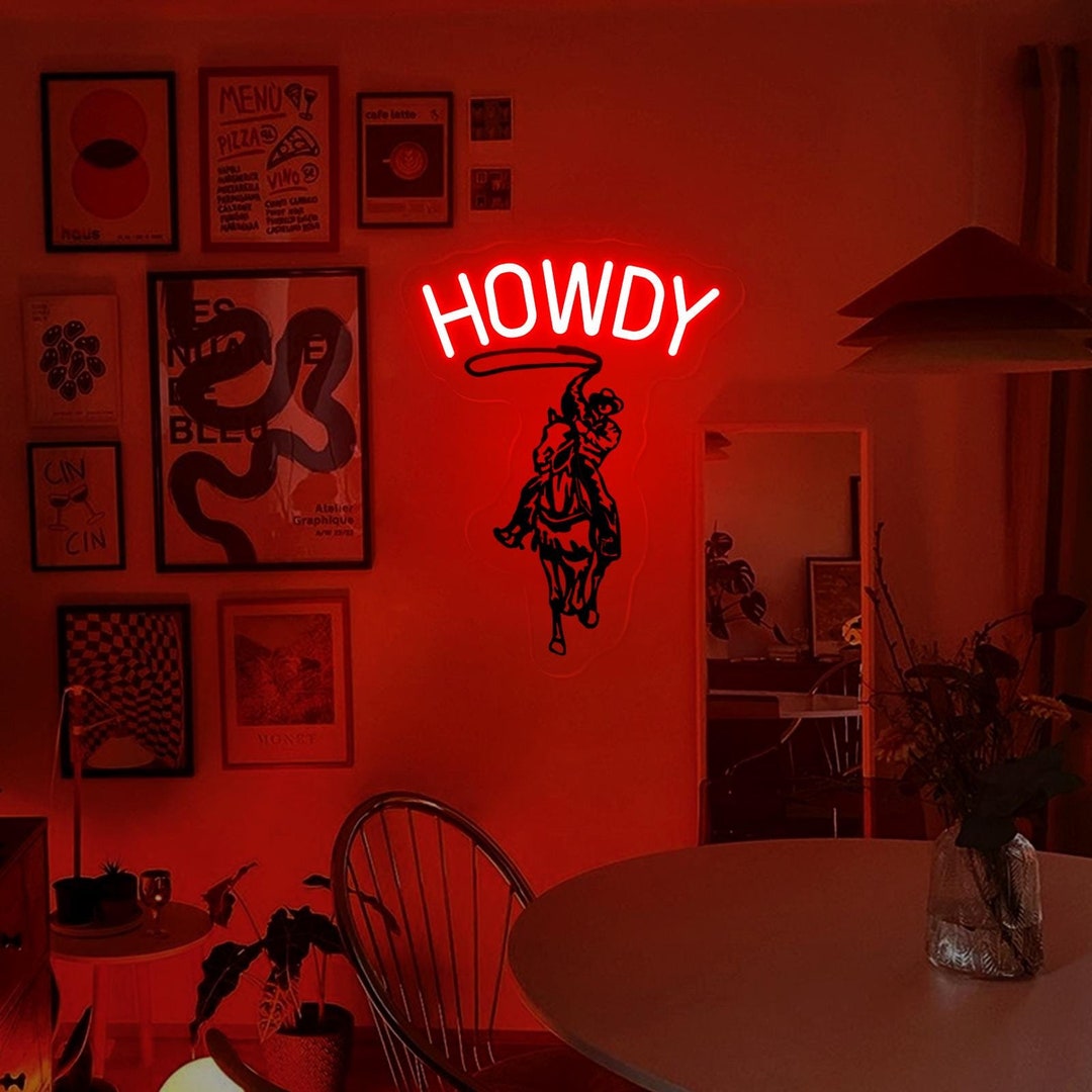 Howdy Cowboy Neon Sign| Wild Western Neon Sign| Cowboy Room Decor ...