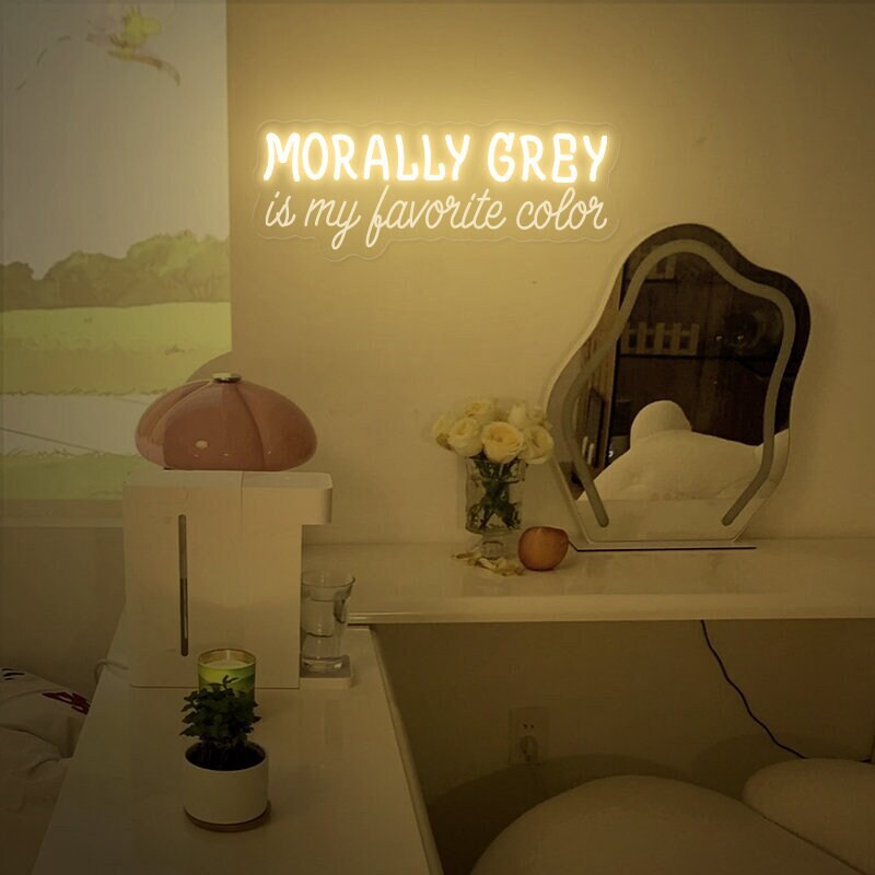 My Favorite Color is Morally Grey Neon Sign, Bookworm Gift, Book Lover ...