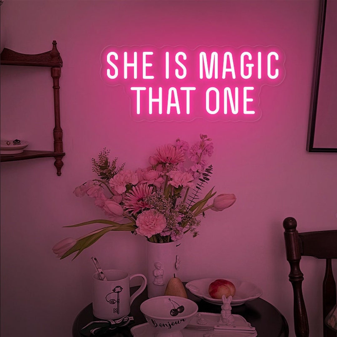 She is Magic Neon Sign: Pink Wildflower Girl Nursery Decor - Etsy