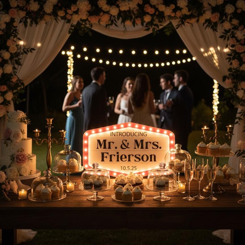 Custom LED Marquee Wedding Sign: Personalized Party Decor - Etsy