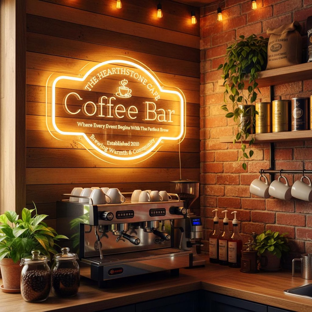 Personalized Coffee Bar LED Neon Sign, Custom Kitchen Decor - Etsy