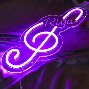 Musical Note Name Custom Neon Sign, Music Wall Sign, Studio Wall ...