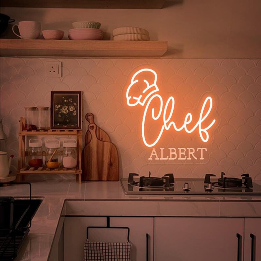 Custom Chef Hat Name Neon Sign| Customized Kitchen LED Sign| Kitchen ...