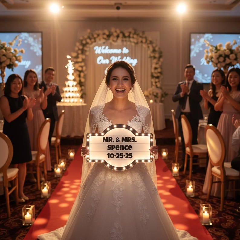 Custom LED Marquee Wedding Sign: Personalized Party Decor - Etsy