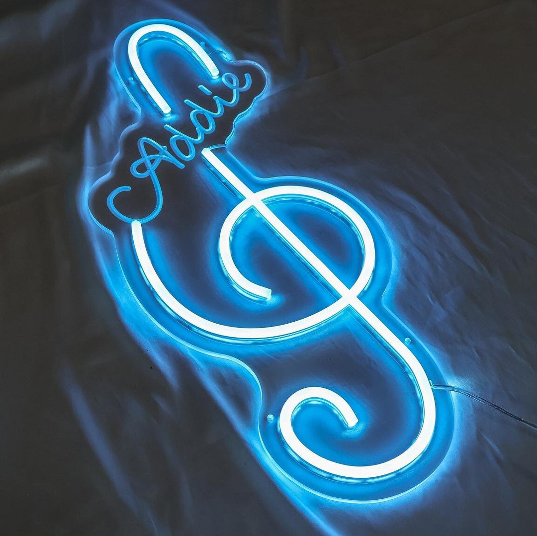 Musical Note Name Custom Neon Sign, Music Wall Sign, Studio Wall ...