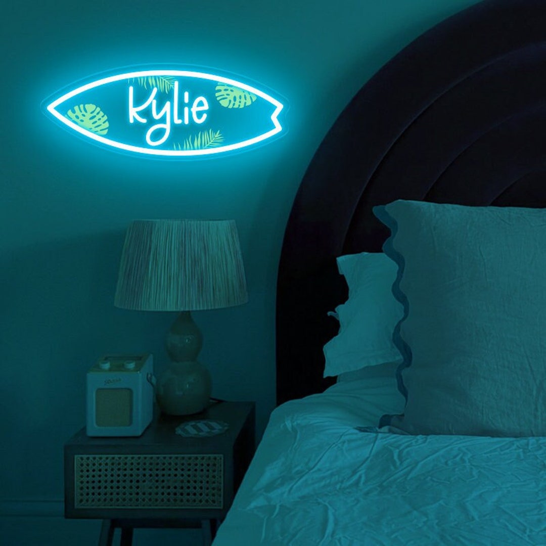 Custom Surfboard Name Neon Sign| Kids Room Decor| Ocean Nursery Decor ...