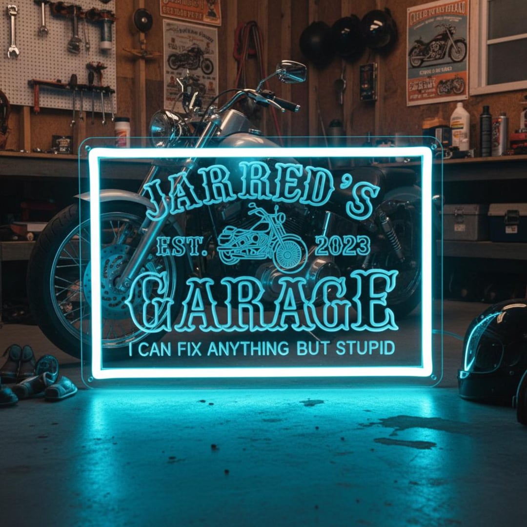 Custom LED Neon Garage Sign, Personalized Man Cave Decor - Etsy