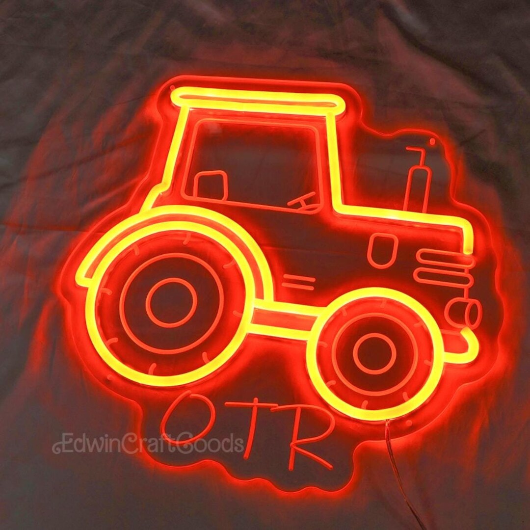 Personalized Tractor Kids Name Neon Sign| Boys Room Decor| Green Farm ...