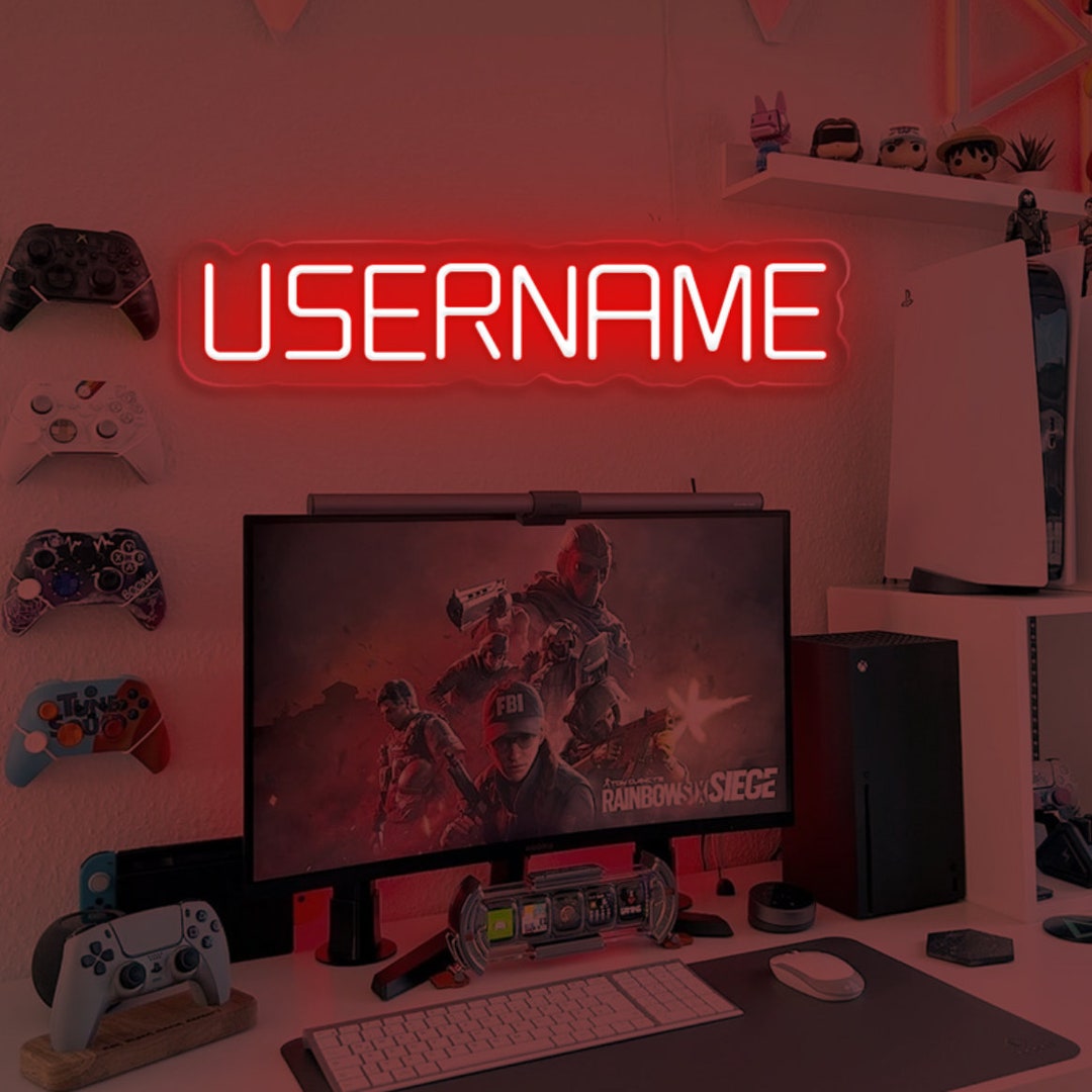 Custom Username Neon Sign\ Custom Gamer LED Sign\ Gaming Room Decor ...