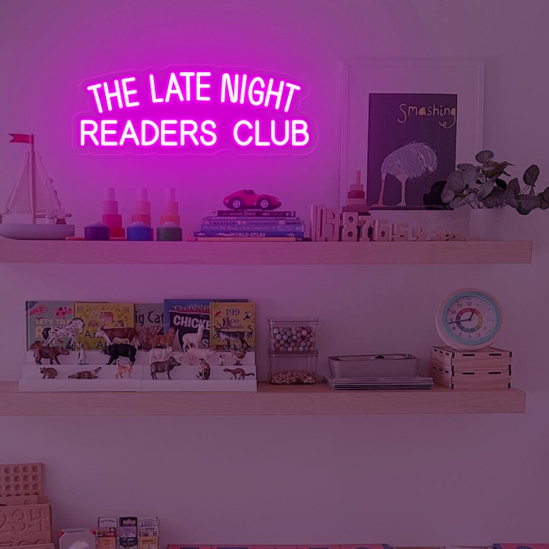 Late Night Book Club Neon Sign, Bookworm Gift, Book Lover Gift, Reading ...