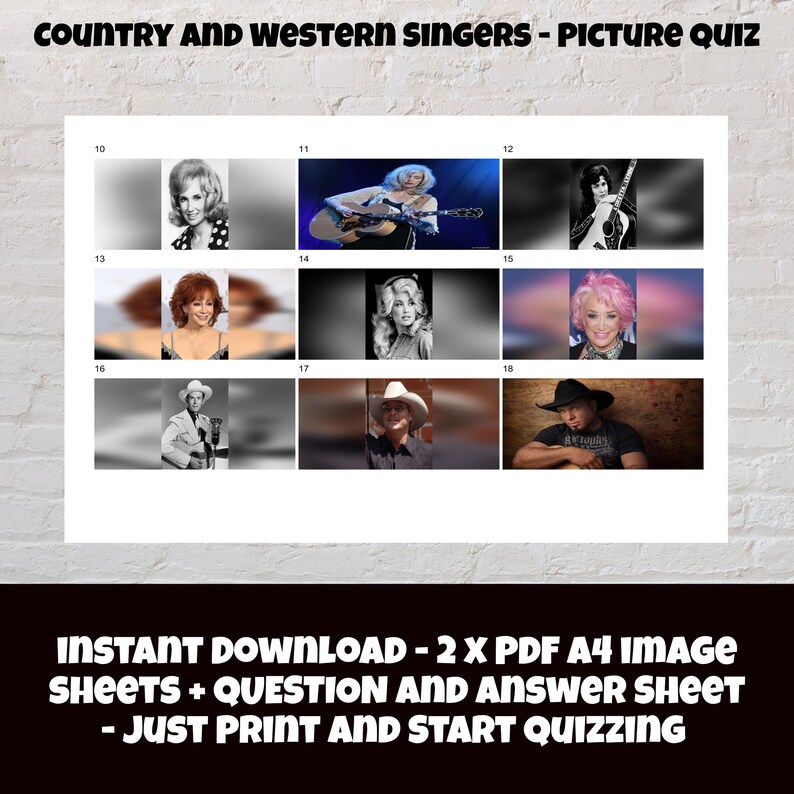 Country and Western Singers Picture Quiz | Pub Quiz | Picture Round ...