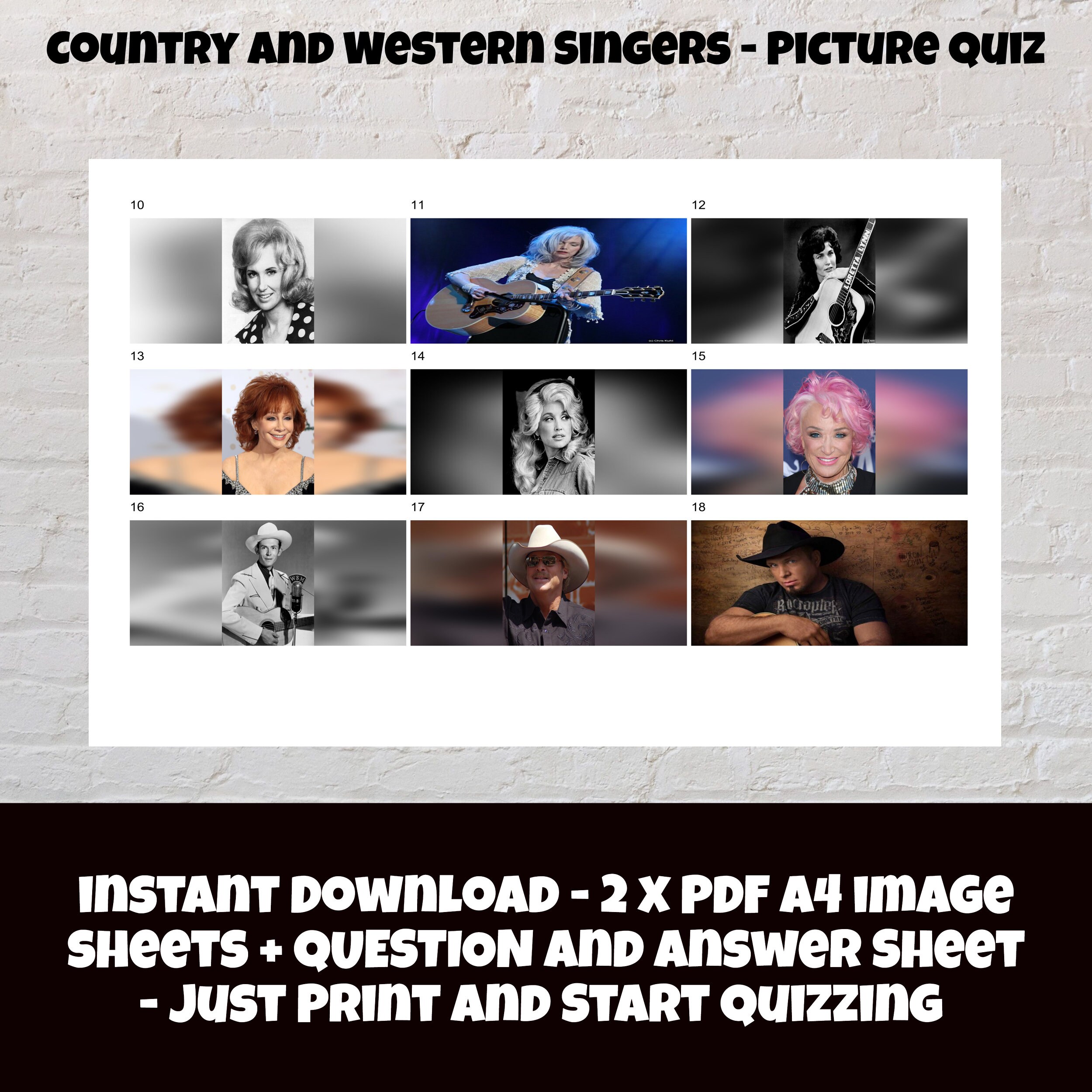 Country and Western Singers Picture Quiz | Pub Quiz | Picture Round | Music Quiz | General ...