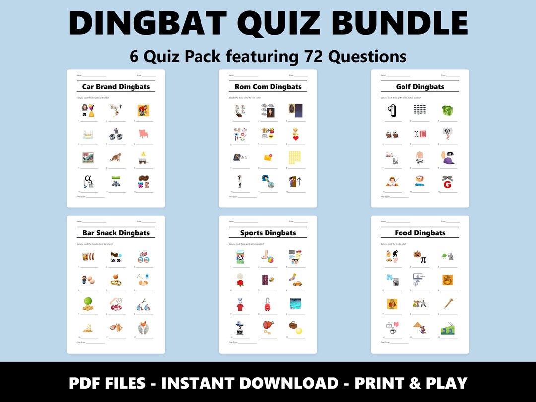 Dingbat Quiz Bundle: Fun Trivia for Parties & Family (PDF Download) - Etsy
