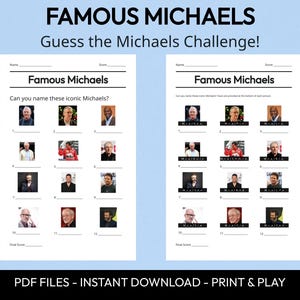 Printable Famous Michaels Picture Quiz With Answers - Etsy