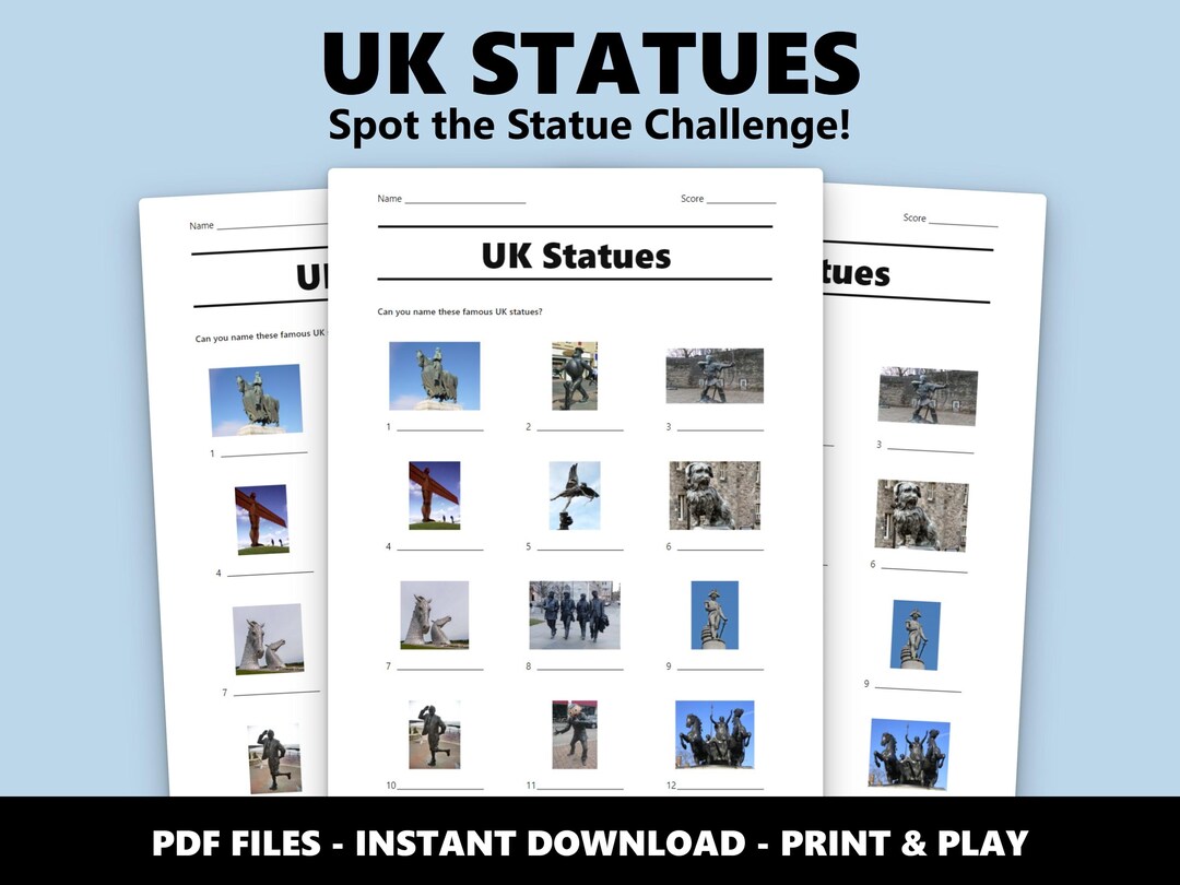UK Statues Picture Quiz: Fun British Monument Trivia Game (instant PDF ...