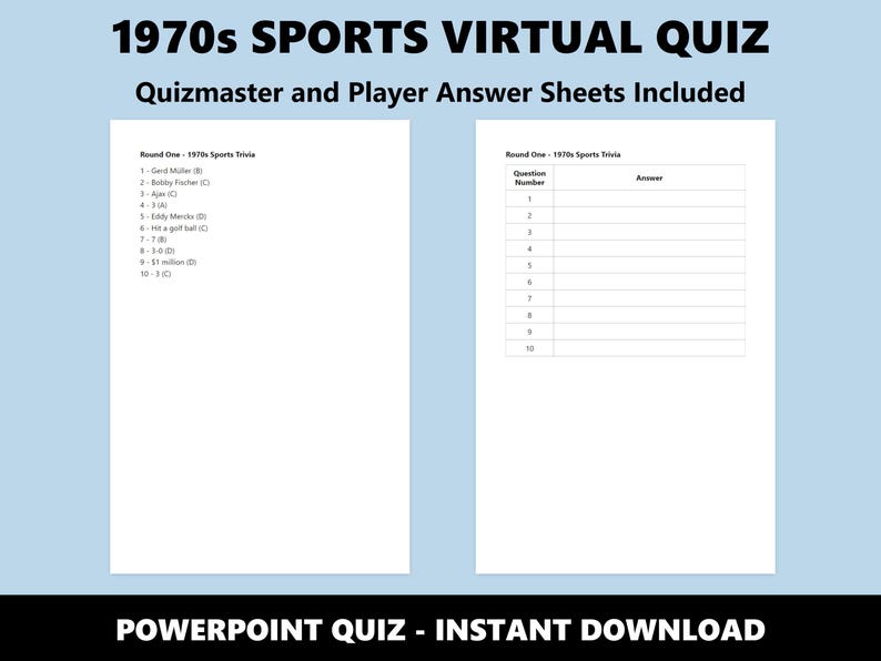 1970s Sports Virtual Quiz (powerpoint Quiz - Instant Download) - Etsy